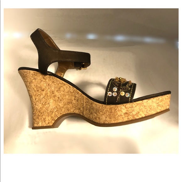 FIONI Clothing | Shoes | Fioni Brown Cork Wedge Sandals | Poshmark